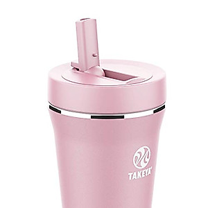Takeya Stainless Steel Insulated Tumbler with Foldable Straw Lid, 24 Ounce, Blush