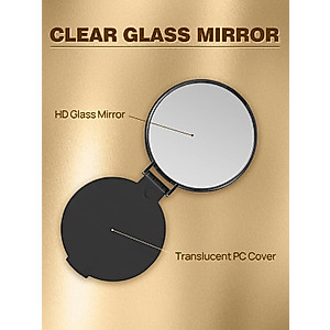 Qislee Compact Mirror Bulk, Round Makeup Mirror for Purse, Set of 4 (Black)