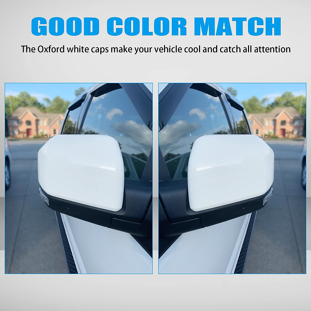 Oxford White Mirror Cover Caps Compatible with Ford F150 2015 2016 2017 2018 2019 2020 Door Rear View Upgrade