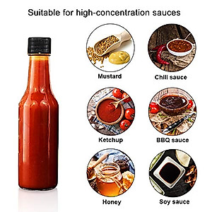 Glass Bottles,Encheng 5oz Clear Woozy Bottles with Shrink Capsules,Small Wine Bottles With Shirnk Bands Glass Hot Sauce Bottles,Empty Small Beverage Bottles Canning Bottles With Black Caps Case of 35