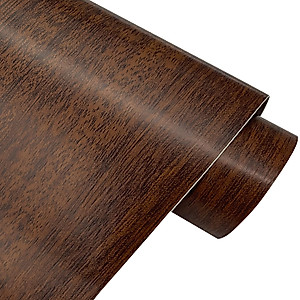Yifely Minimalist Brown Wood Grain Furniture Paper Self Adhesive Shelf Liner Nightstand Door Sticker 17.7 Inch by 9.8 Feet