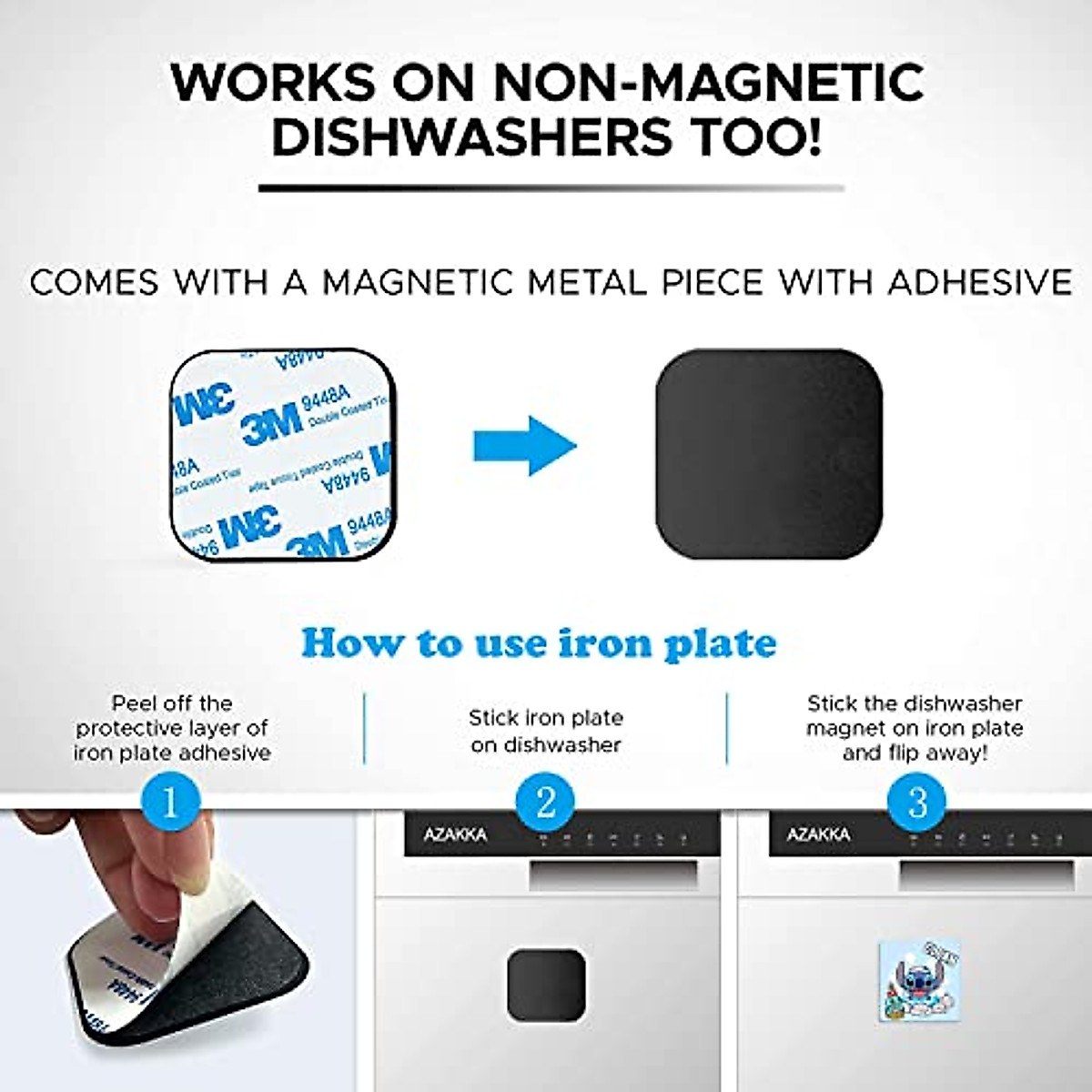 GOPEWON Dishwasher Magnet Clean Dirty Sign Indicator, Washing Machine Magnet Double Sided Kitchen Dish Washer Refrigerator Magnet Flip with Magnetic Plate (St1tch)