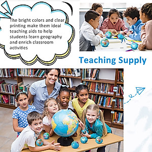 BBTO 24 Pack World Stress Balls Mini Globe Ball Earth Stress Relief Balls 3 Inch Stress Balls for Adults Teens Finger Exercise, Globe Pattern Educational Stress Balls, Party Favors, Carnival Rewards