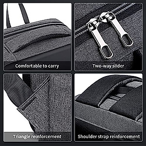 JohnMojie 17" Gaming Laptop Backpack Hard Shell Slim Student Backpack with Built-in USB Charging Port, External Password Lock (Dark Grey)