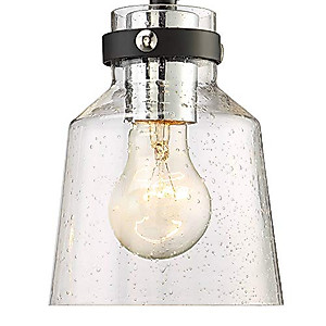 Possini Euro Design Broadway Modern Industrial Wall Light Black Painted Faux Wood Hardwired 23" 3-Light Fixture Clear Seedy Glass Shade for Bedroom Bedside Bathroom Vanity Living Room Hallway House