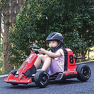 67i Electric Go Kart for Kids 12V Battery Powered Ride On Cars Parent Remote Control for Boys Girls Kids Electric Vehicle Car Electric Kids Go Kart with Safety Belt and Music (RED)