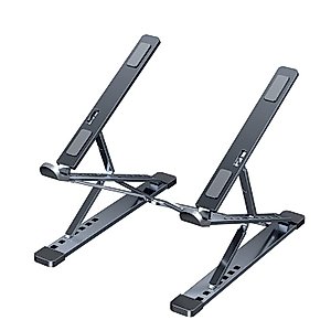 VIBRANIC Portable Foldable Notebook Aluminum Laptop Holder Adjustable Height Laptop Stand (Grey)
