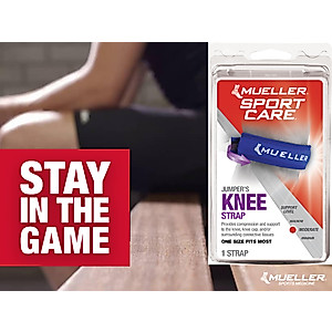 MUELLER Sports Medicine Jumper's Single Strap Knee Brace, For Men and Women, Support for Basketball, Volleyball, and Pain Relief, Blue, One Size Fits Most, Blue