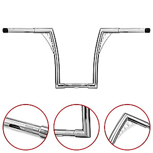 WeiSen Chrome 14" Ape Monkey Bar Handlebar 1-1/4" Handle Bars Compatible with Harley Dyna Softail Sportster XL 883 1200 ＆ Touring Road Glide Road King Models
