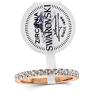 ORO LEONI 925 Sterling Silver Cz Eternity Band Ring - 14k Silver, Yellow And Rose Gold Plated (Rose Gold, 8)