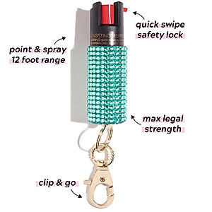 BLINGSTING Pepper Spray Maximum OC Strength Self Defense Spray for Women, 12 ft Spray Range & UV Dye