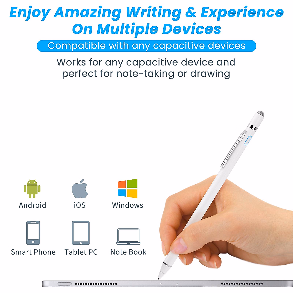 Stylus Pen for Samsung Galaxy Tab A 10.1 2022, EDIVIA Digital Pencil with 1.5mm Ultra Fine Tip Pens for Samsung Galaxy Tab A 10.1/10.5/8 Inch Stylus, White