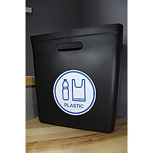 6 Pack Glass, Paper, Plastic, Metal, Trash, Recycle Sign Stickers - Self-Adhesive Vinyl Decal Recycle Logos - Eco-Friendly Trash Can Signs - 6" - Indoor & Outdoor Use - Waterproof & UV Protected