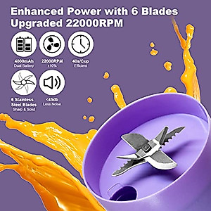 COKUNST Portable Blender, Blender for Shakes and Smoothies, 16oz Portable Blender USB Rechargeable with Staw, Mini Mixer Bottle Blender Cup for Travel, Gym, Office