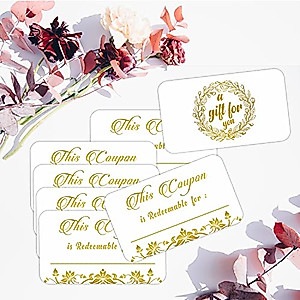 PARTH iMPEX 50 Coupon Cards - Gold Foil Stamping 3.5"x2" Blank Gift Certificates Redeem Vouchers