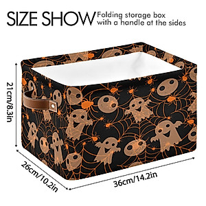 Kigai Halloween Spooky Storage Basket Waterproof Foldable Canvas Storage Bin Laundry Basket Toy Clothes Organizer for Nursery Closet Shelf Office, 1Pack