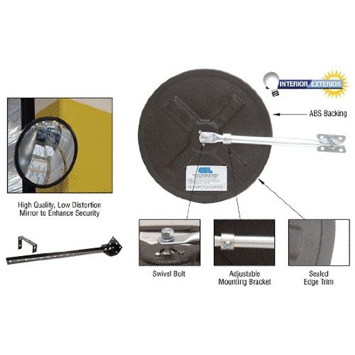 C.R. LAURENCE PLXR36 CRL 36" Diameter Circular Heavy-Duty Clear Plexiglas Convex Mirror