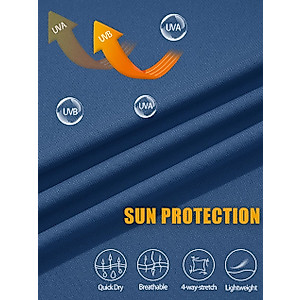 MAGCOMSEN Men's Quick Dry Long Sleeve Tee - Blue Grey, Sun Protective, Hiking, Fishing, Summer Shirt