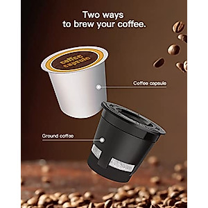EZBASICS Single Serve Coffee Maker Coffee Brewer Compatible with Pod and Ground Coffee 4 to 10 Oz. Brew Sizes Fast Brewing Silver