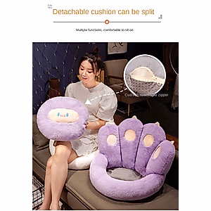 YNGCHNG Upgrade Cat Paw Cushion Lazy Sofa Office Kawaii Chair Cushion for Girl Gift Plush Bear Paw Warm Floor Pillows Cute Seat Pads for Dining Room Bedroom Comfort Chair Decor (Purple,20IN)