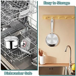 TeamFar 3qt Saucepan with Lid, Stainless Steel Tri-ply Pasta Sauce Milk Pan Small Cooking Pot with Ergonomic Handle, for Induction/Gas/Electric/Ceramic, Healthy & Heavy Duty, Dishwasher Safe