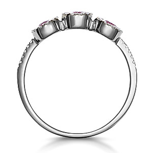 etneyjewels 1 Carat Natural White Diamond & Red Ruby Round Cut Bridal Engagement Rings For Women In 10Kt Solid White Gold & Wedding Bezel Setting(Red Gemstone 0.6 Ctw,Clarity I2,Color Hi,6)