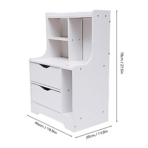 Nightstand with 2 Drawers, End Side Table with Open Shelf, Modern Storage Bedside Table for Small Spaces, Cabinet Organizer for Bedroom, Living Room, White