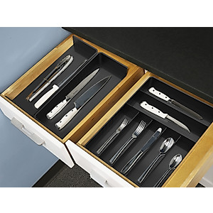 Simple Houseware Expandable Kitchen Drawer Flatware Organizer, Black