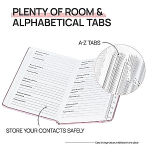 Stilip Password Book with Alphabetical Tabs - Upgraded Hardcover Password Keeper with PU,Perfect for Record Organize Your Passwords - Rose Gold