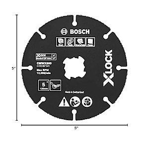 BOSCH CMWX500 5 In. X-LOCK Carbide Multi-Wheel Compatible with 7/8 In. Arbor for Applications in Cutting Wood, Wood with Nails, Plastic, Plaster