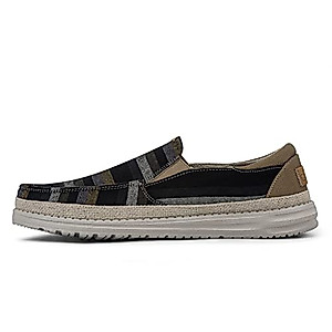 Hey Dude Men's Thad Stripes Navy Size 13 | Men’s Loafers | Men’s Slip On Shoes | Comfortable & Light-Weight