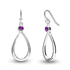 Lecalla 925 Sterling Sliver Jewelry Drop Dangle Birthstone Earrings for Teens and Women (4 MM Purple Amethyst Round Cut)