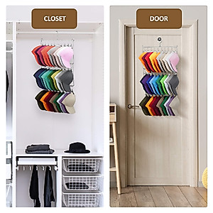 ZEDODIER Hat Hanger Hat Rack for Baseball Caps, Hat Organizer for Closet with 30 Hooks, Space Saving Hat Holder Closet Organizers and Storage, Silver