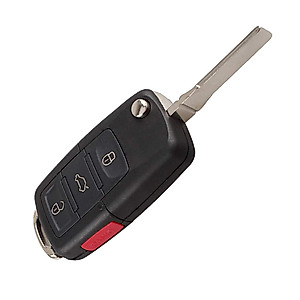 New Uncut Blade Keyless Remote Key Fob Shell Case No Chips Inside for VW Volkswagen Jetta Passat Golf Beetle Rabbit GTI CC EOS(Black)