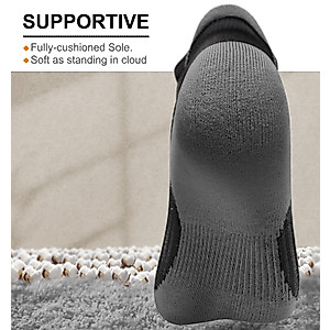 BULLIANT Mens Socks 6 Pairs-Athletic Ankle Socks Cushioned No Show For Men Running-Arch Compression Support(6Pairs,Shoes Size:Men 10-12)