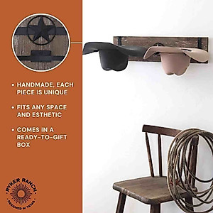 Ryker Ranch cowboy hat rack for wall | western hat rack for cowboy hats | rustic wood and metal cowboy hat hanger for wall | cowboy hat holder