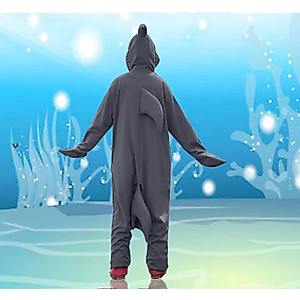 WOTOGOLD Animal Cosplay Costume Gray Shark Unisex Adult Pajamas Gray,X-Large