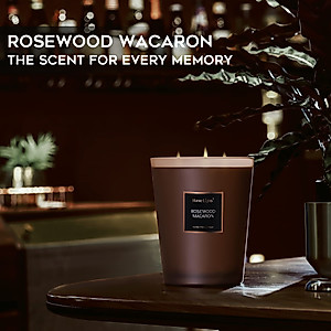 HomeLights Scented Candles | Large Jar Candle - 33.3 Oz. Natural Soy Aromatherapy Candles | Up to 70 Hours Burn Time with 3 Cotton Wicks, Home Decorative Fragrance Candles - Rosewood Macaron