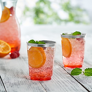 PLASTICPRO Disposable Plastic Tumblers (Silver Rim, 50)