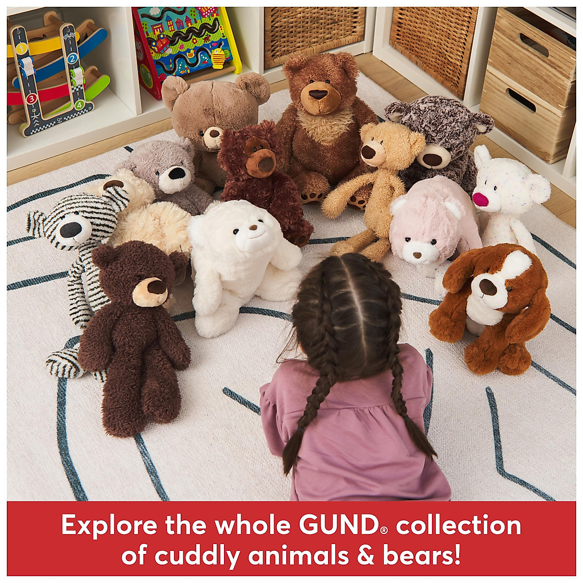 GUND Fuzzy Teddy Bear, Premium Stuffed Animal for Ages 1 and Up, Gray, 13.5”