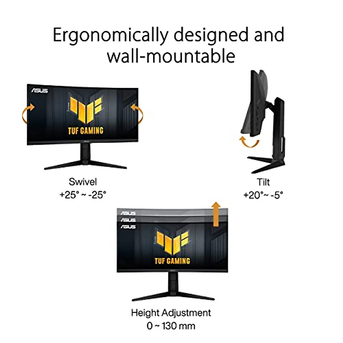 ASUS TUF Gaming 30” 21:9 1080P Ultrawide Curved HDR Monitor (VG30VQL1A) - WFHD (2560 x 1080), 200Hz (Supports 144Hz), 1ms, Extreme Low Motion Blur, FreeSync Premium, Eye Care, DisplayPort, HDMI,Black