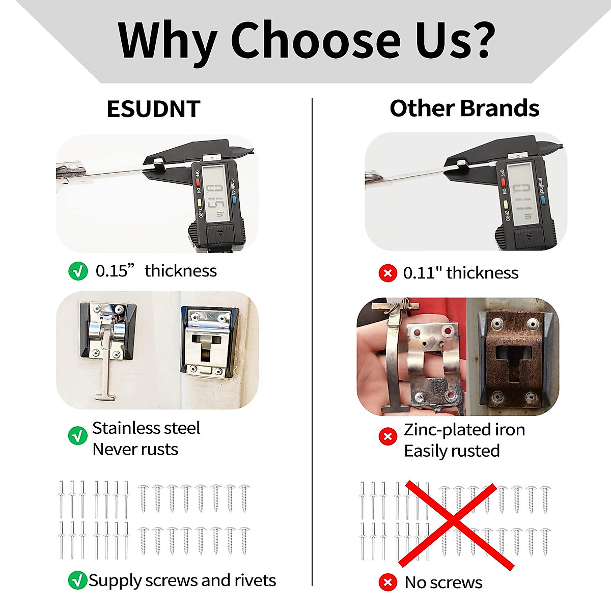 ESUDNT RV Door Holder 304 Stainless Steel Thicker T-Style Entry Door Catch Latch for Camper, Travel Trailer, Cargo (2 Pack, Screws Included)