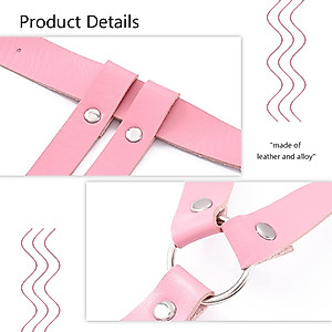 Asooll Pink Leather Leg Chain Punk Waist Chain Harness Rave Belly belt Beach Club Party Rave Fashion Body Accessories Jewelry for Women and Girls