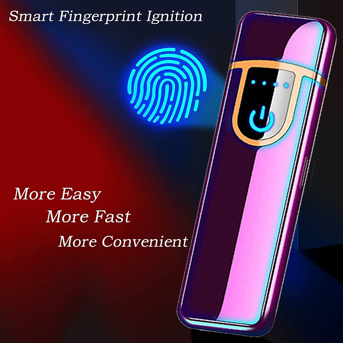 Electronic Lighter, Rainbow Ice Design USB Rechargeable Lighter Touch Ignition Cycle Charging Lighter,Windproof Plasma Lighter for Men, LED Battery Indicator Flameless Lighter Boyfriends Father Gifts