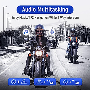 LEXIN GTX Motorcycle Bluetooth Headset, 10 Riders Helmet Communication System, Group Intercom w/Audio Multitasking/Loud Speakers/IP67 Waterproof/Hands-Free Call/USB-C Charge/5 Shells, Single Pack