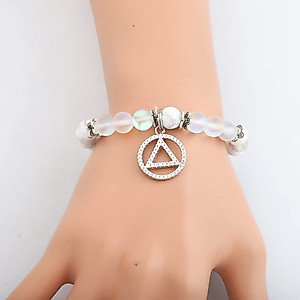 FUSTMW AA Recovery Bracelet Sobriety Gift Alcoholics Anonymous Gift AA Sober Addiction Recovery Jewelry AA Sobriety Bracelet(White)