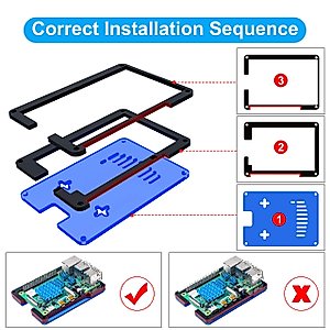 Miuzei Raspberry Pi 4 Case with Fan Cooling , 4 Pcs Aluminum Heat Sinks , Case for Raspberry Pi 4 Model B -Black/Blue (Pi 4 Board Not Included)