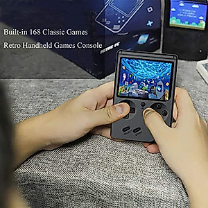 JAFATOY Retro Handheld Games Console for Kids/Adults, 168 Classic Games 8 Bit Games 3 inch Screen Video Games with AV Cable Play on TV (Black)