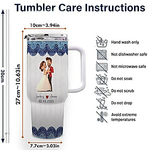 Custom 40oz Tumbler with Handle – couples' cooking class-Personalized Couple Gift for Anniversary Wedding Gift, Birthday, Mother's Day, Valentine’s Day PQA7wv