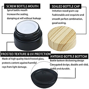 Tighall Small Empty Black Glass Cosmetic Containers with Lids Round Frosted Travel Jars with Inner Liners Sample Jars Refillable Cosmetic Container Bottles for Lotions Sample Eye Creams (3 PACK, 5g)